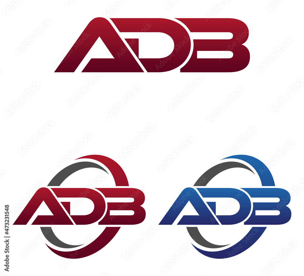 Modern 3 Letters Initial logo Vector Swoosh Red Blue ADB Stock Vector ...