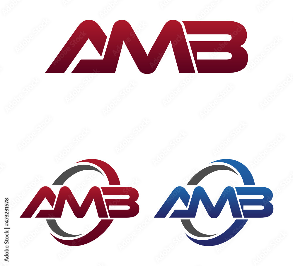 Modern 3 Letters Initial logo Vector Swoosh Red Blue AMB Stock Vector ...