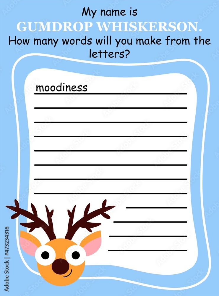 Word game with happy cartoon reindeer - activity page vector ...
