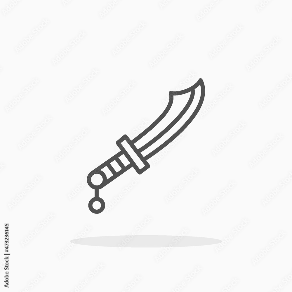 Machete icon. Editable Stroke and pixel perfect. Outline style. Vector ...