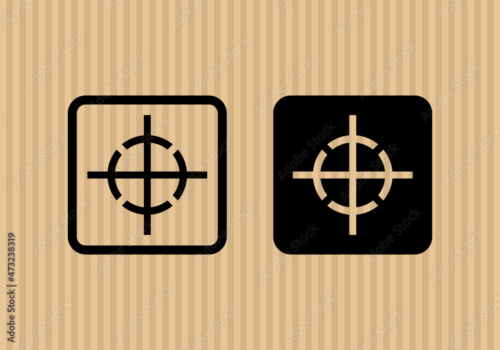 Center of gravity simple flat icon vector illustration with cardboard ...