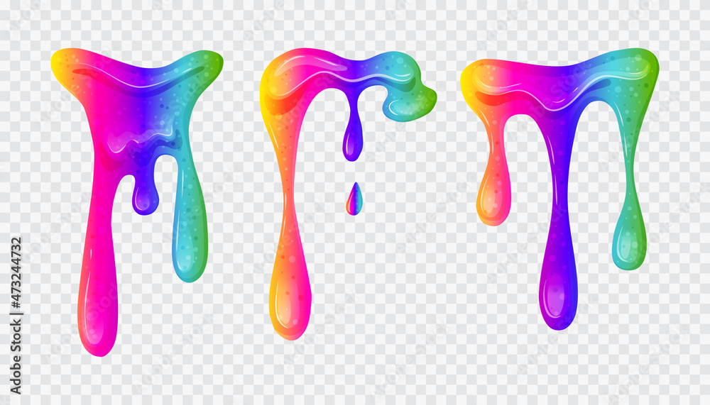 Poster Rainbow slime dripping set on a transparent background – Wall ...