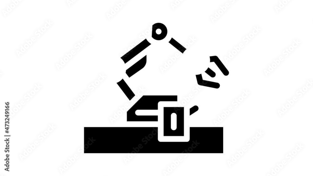 robotic arm robot animated glyph icon robotic arm robot sign. isolated ...