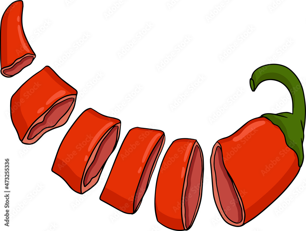 Chilli Pepper. Hand drawn colored vector illustration, isolated on ...