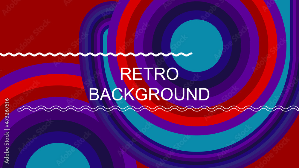 retro 70s style. poster in trending colors. carry-over stripes. shapes ...