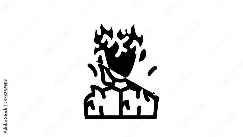 Vidéo Stock burning man fantasy character animated line icon burning ...