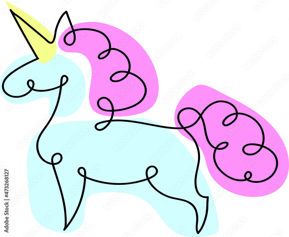 unicorn One Line Art Vector Illustration. Minimal Art. Stock Vector ...