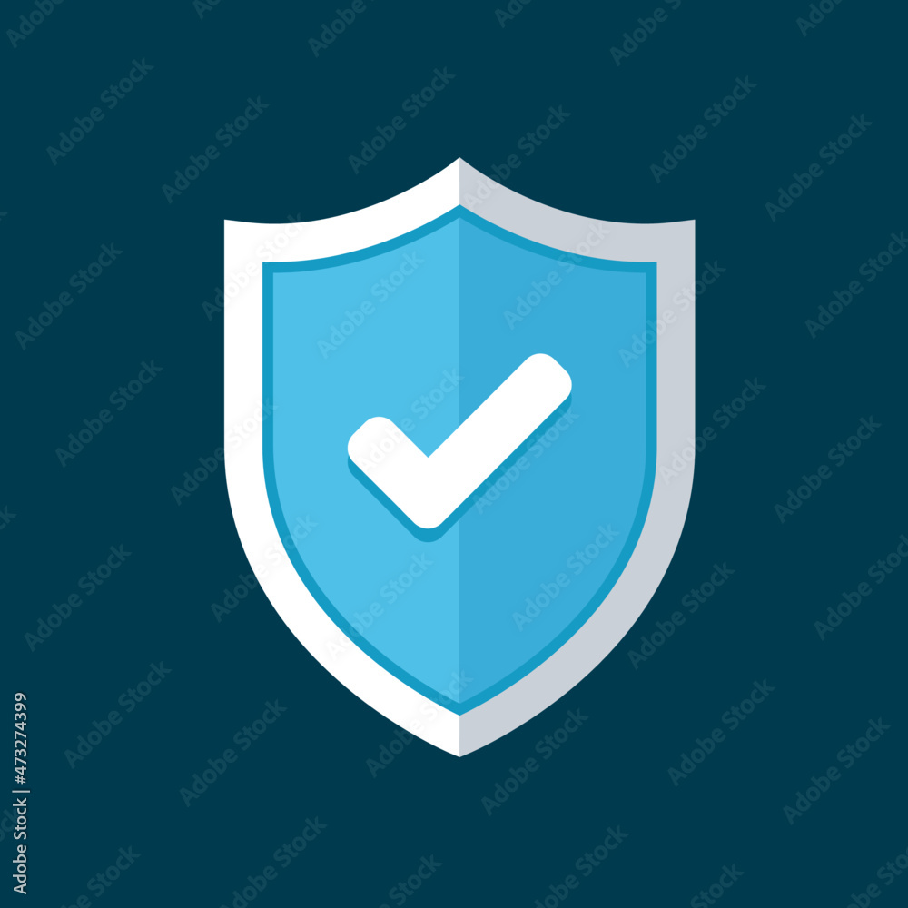 Shield vector logo icon Modern flat illustration with Check mark ...