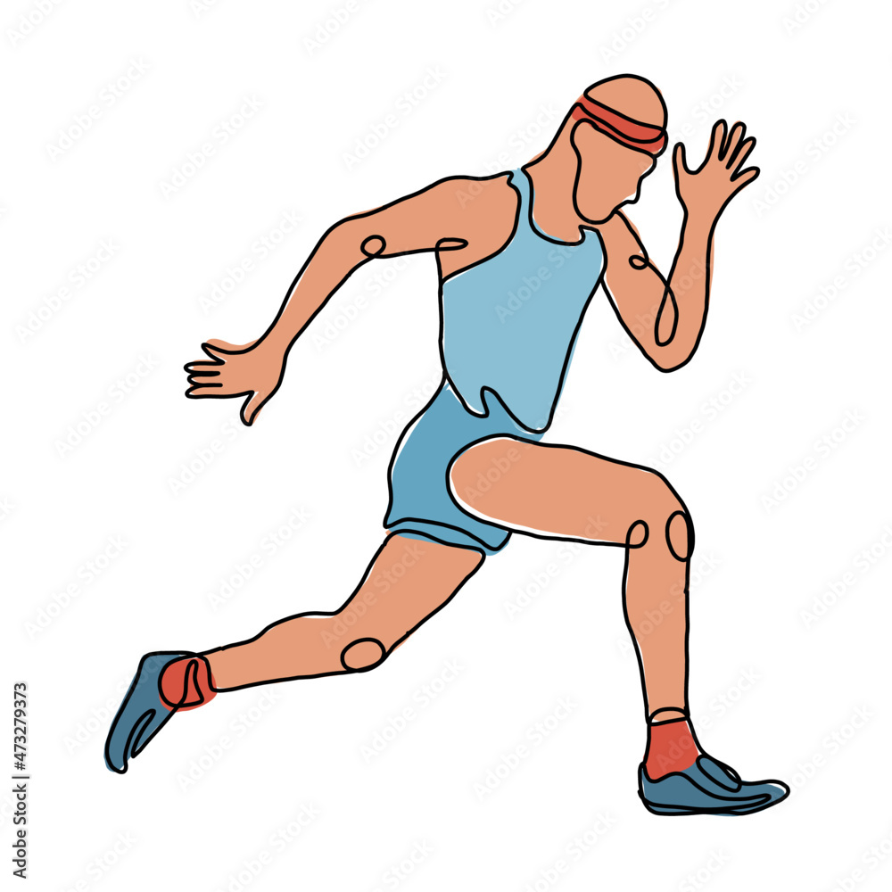 Track and field sprinter runner one line art drawing. Elegant vector ...