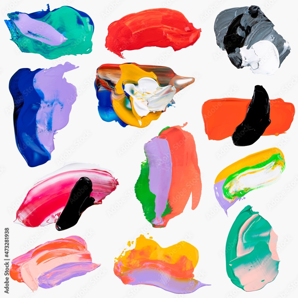 Smear paint vector set, textured mixed colors Stock Vector | Adobe Stock