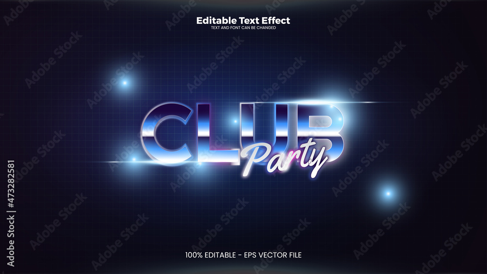 Club party Editable text effect in modern trend style Premium Vector ...