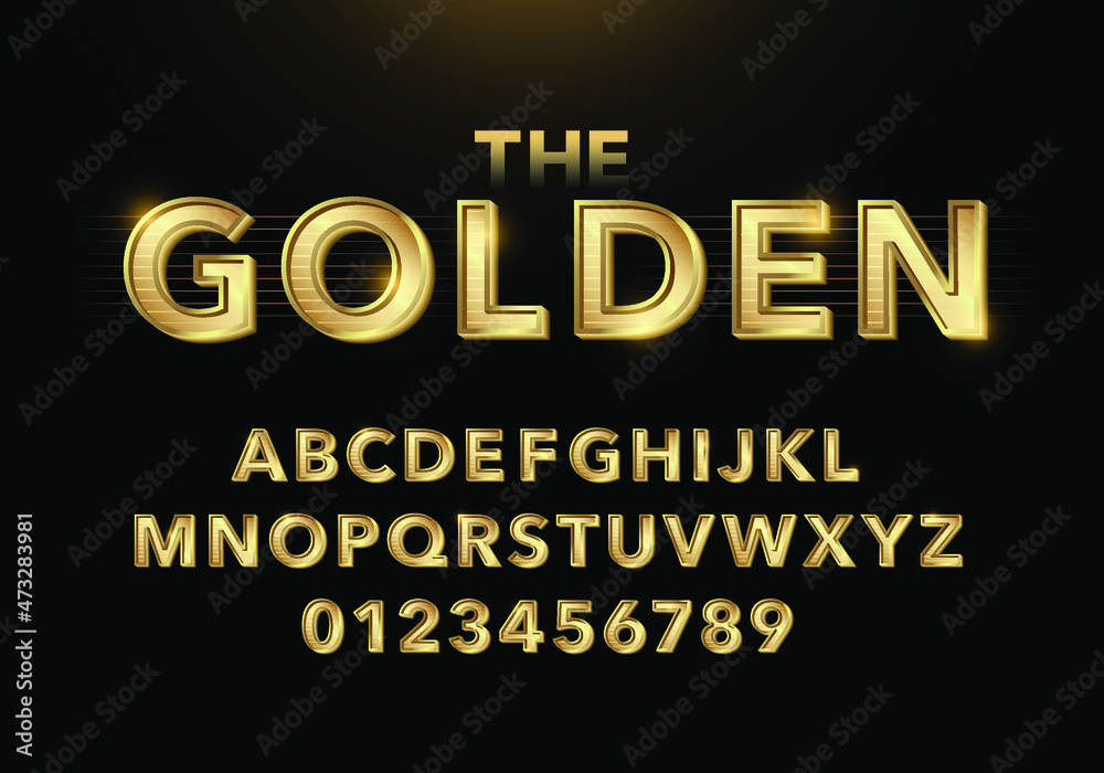 Gold elegant alphabet font set Stock Vector | Adobe Stock