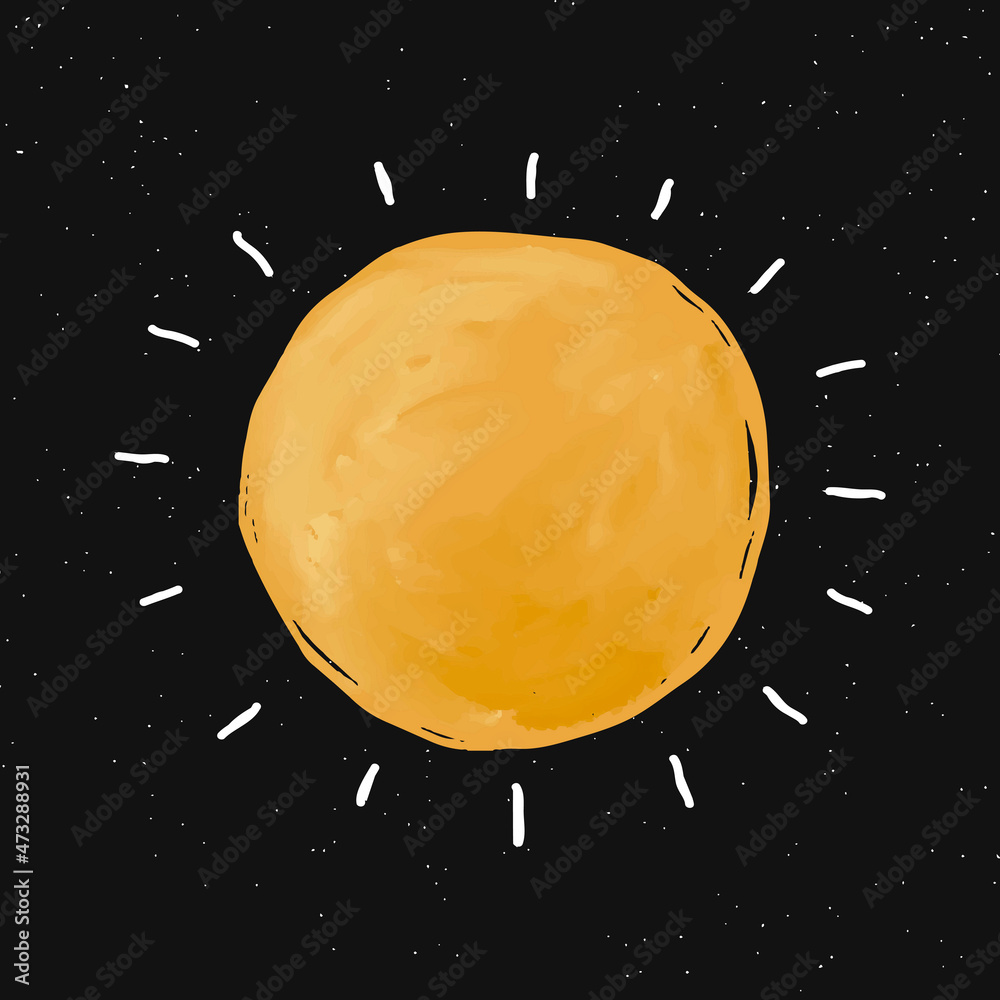 Sun drawing, doodle icon vector, cute galaxy illustration Stock Vector ...