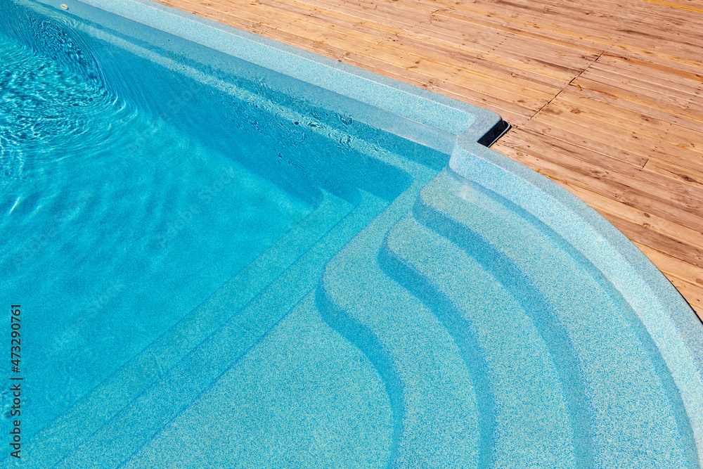 New modern fiberglass plastic swimming pool entrance step with clean ...