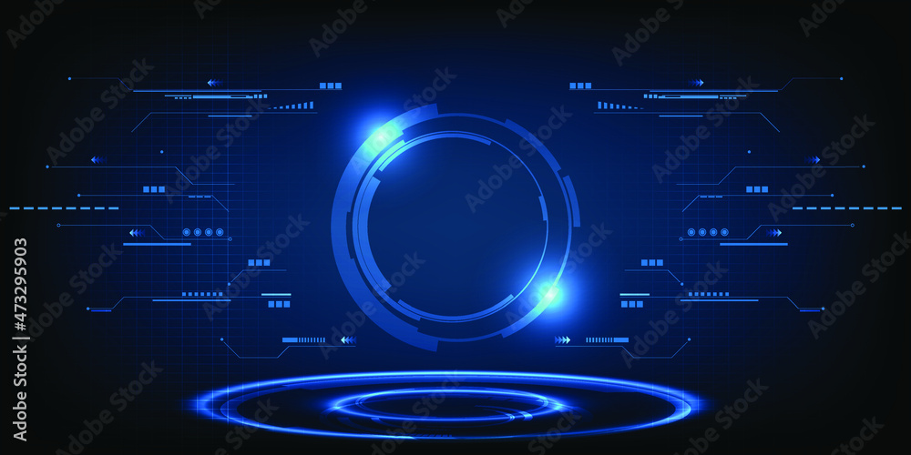 Abstract futuristic digital technology stage and background and science ...