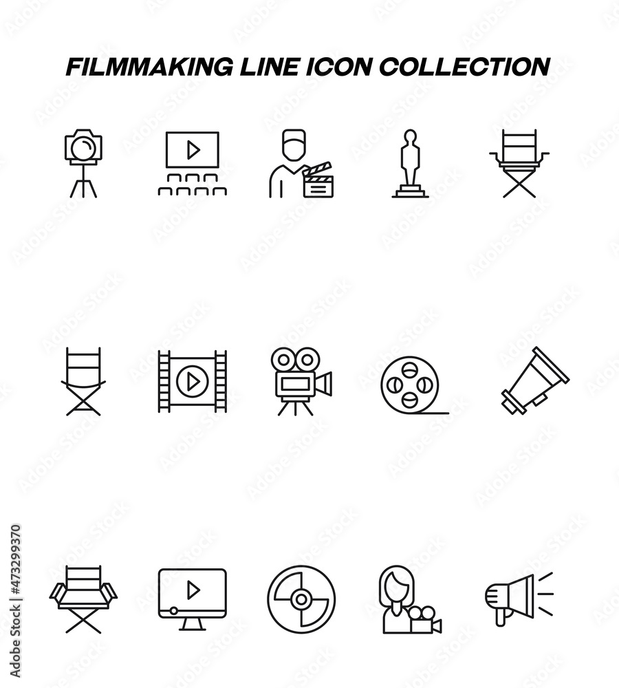 Industry concept. Collection of modern high quality filmmaking line ...