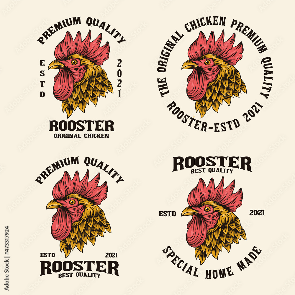 vintage chicken logo illustration Stock Vector | Adobe Stock
