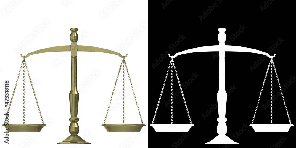 3D rendering illustration of a balance scale Stock Illustration | Adobe ...