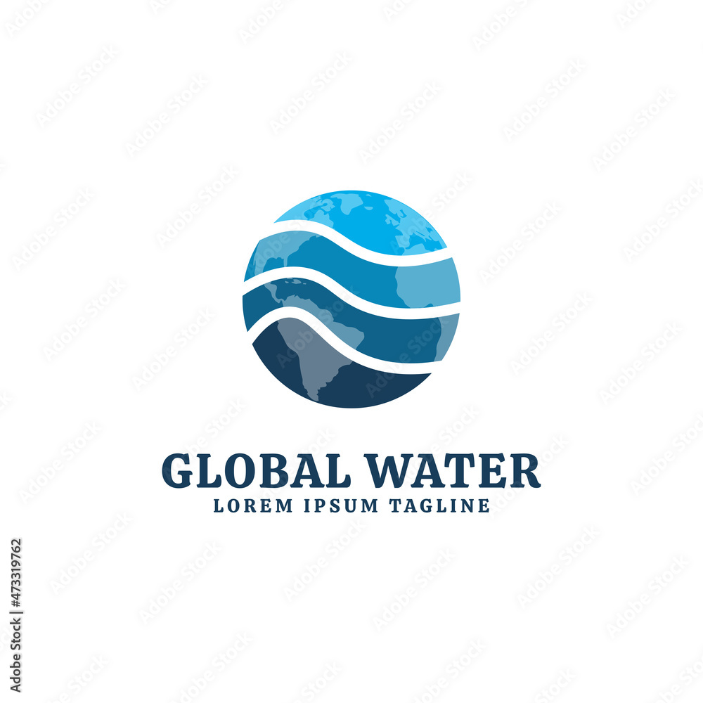 Vector logo design template for business. Global Water logo icon. Stock ...