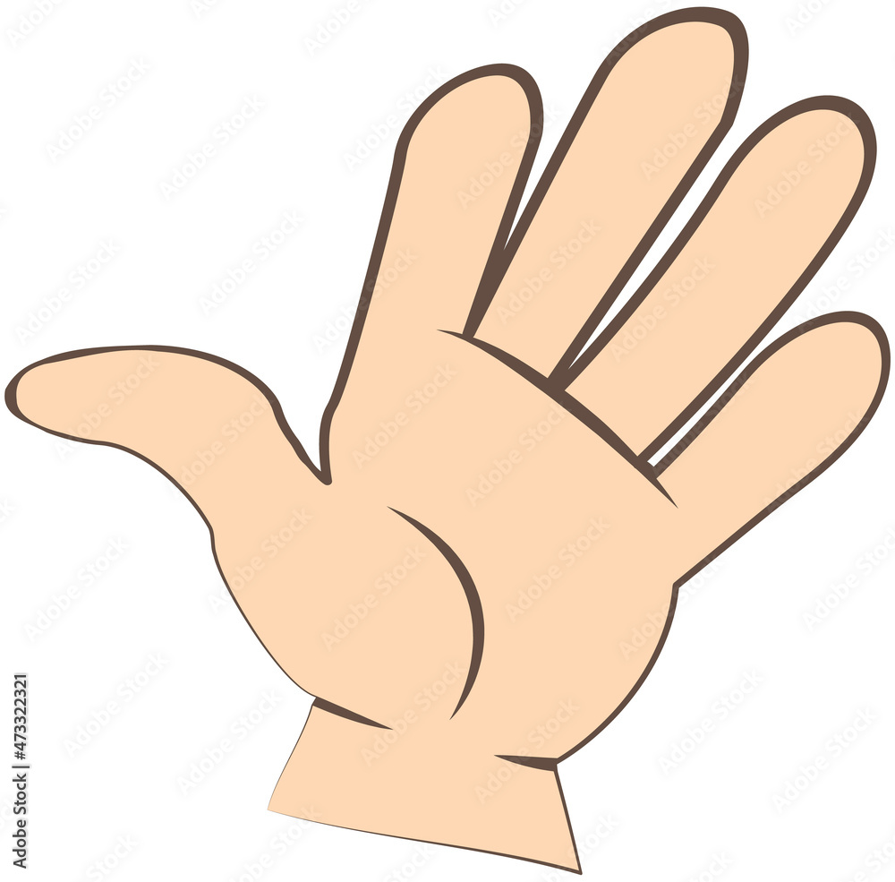 Human hand in cartoon style isolated on white, background hand waving ...