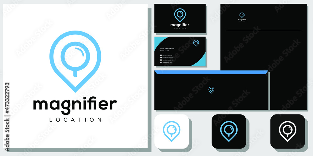 Magnifier Icon Intelligent Location Pin Spy Target with Brand Identity ...