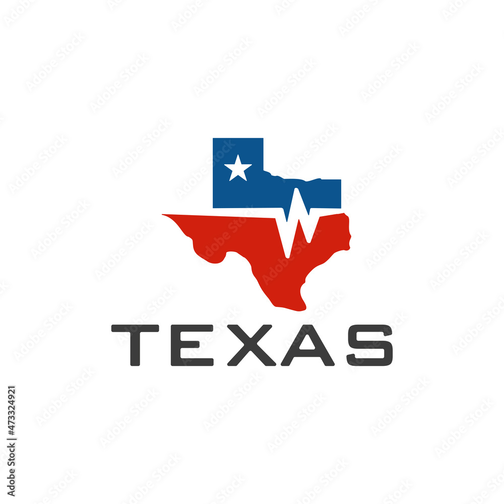 texas map logo with heart beat combination Stock Vector | Adobe Stock