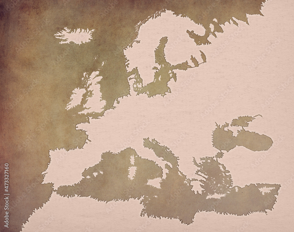 Simple Map of Europe on vintage paper resembling parchment Stock ...