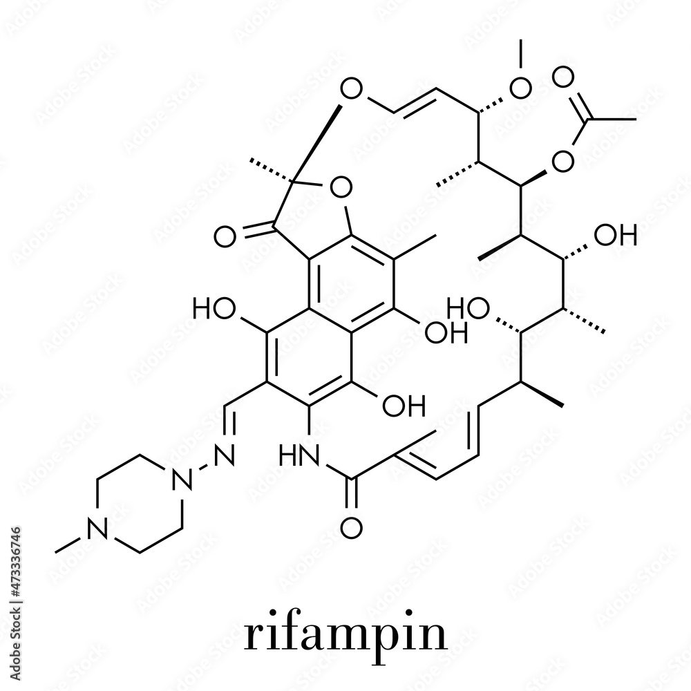 rifampicin (rifampin, rifamycin class) tuberculosis antibiotic molecule ...