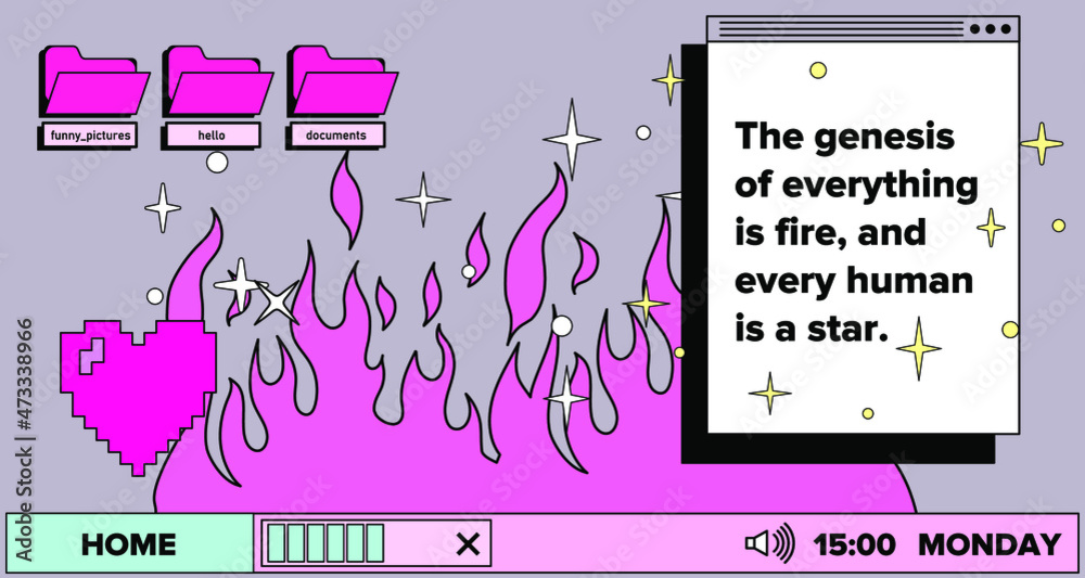 Retrowave user interface, retro operating system with message boxes and ...