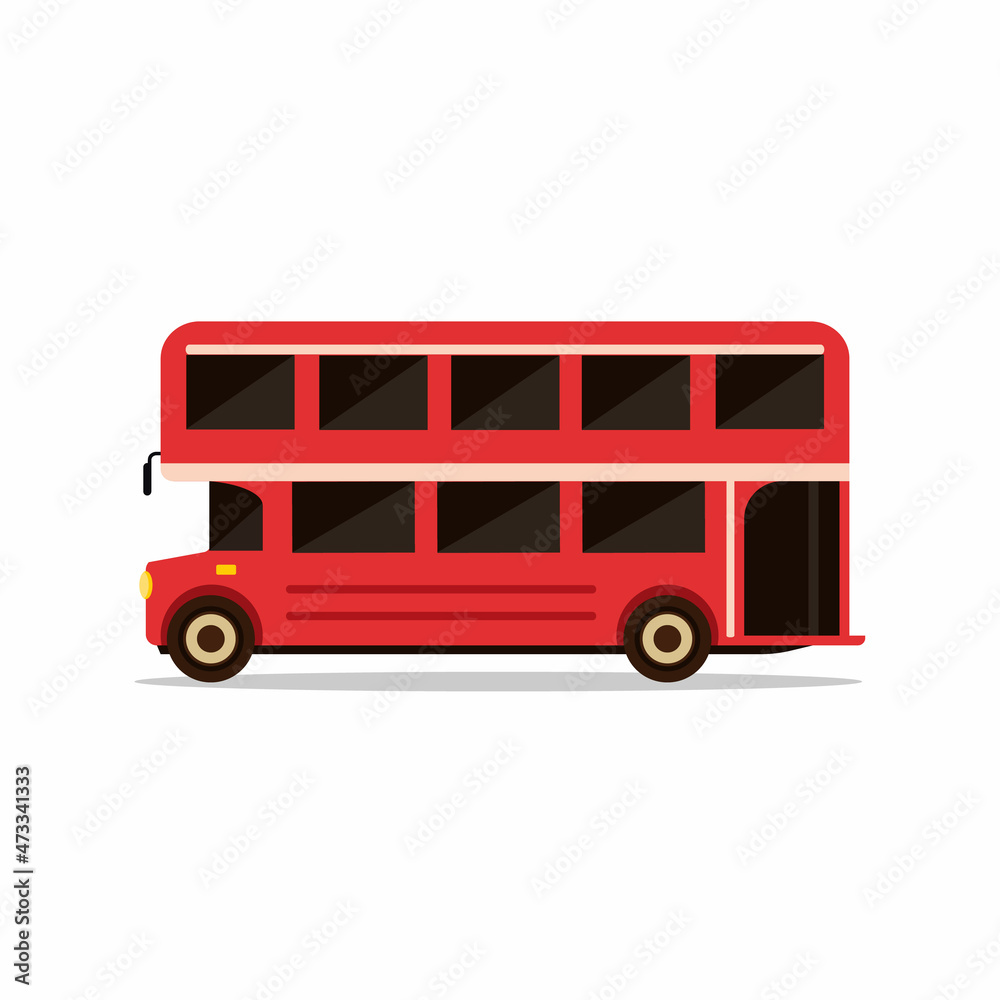 Red london bus isolated on white background. English UK british bus in ...