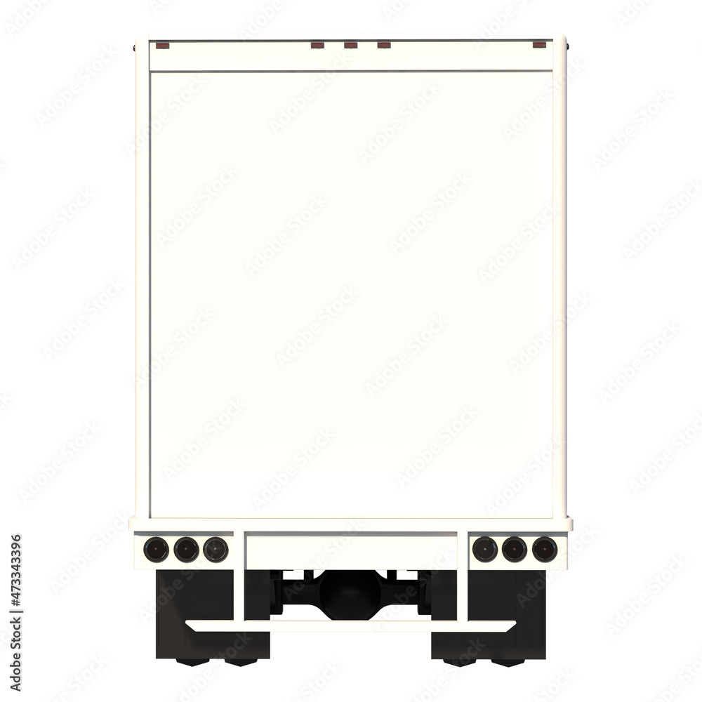 Cargo Van Truck 2- Back view white background 3D Rendering Ilustracion ...