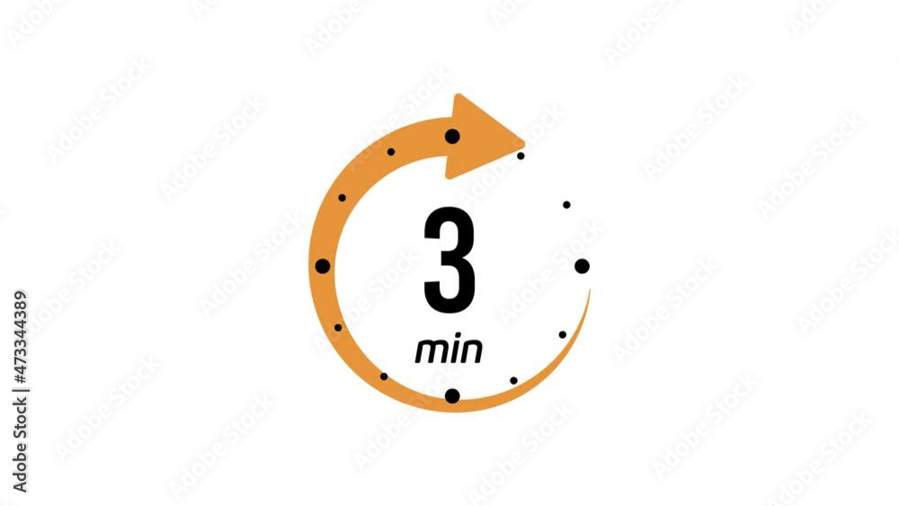 3 minutes timer symbol color style isolated on white background. 3 min ...