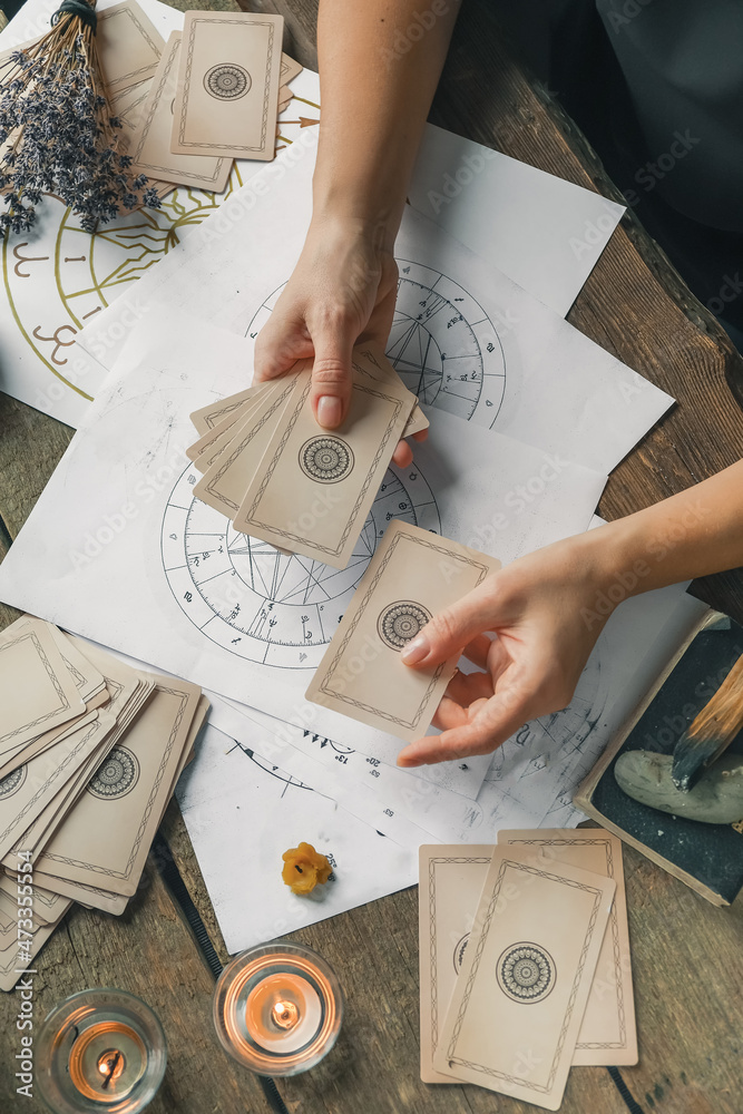 Astrology. Astrologer calculates natal chart and makes a forecast of ...