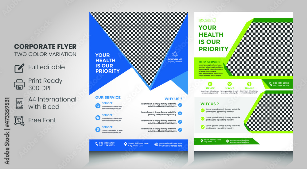 health flyer design premium template vector file Stock Vector | Adobe Stock
