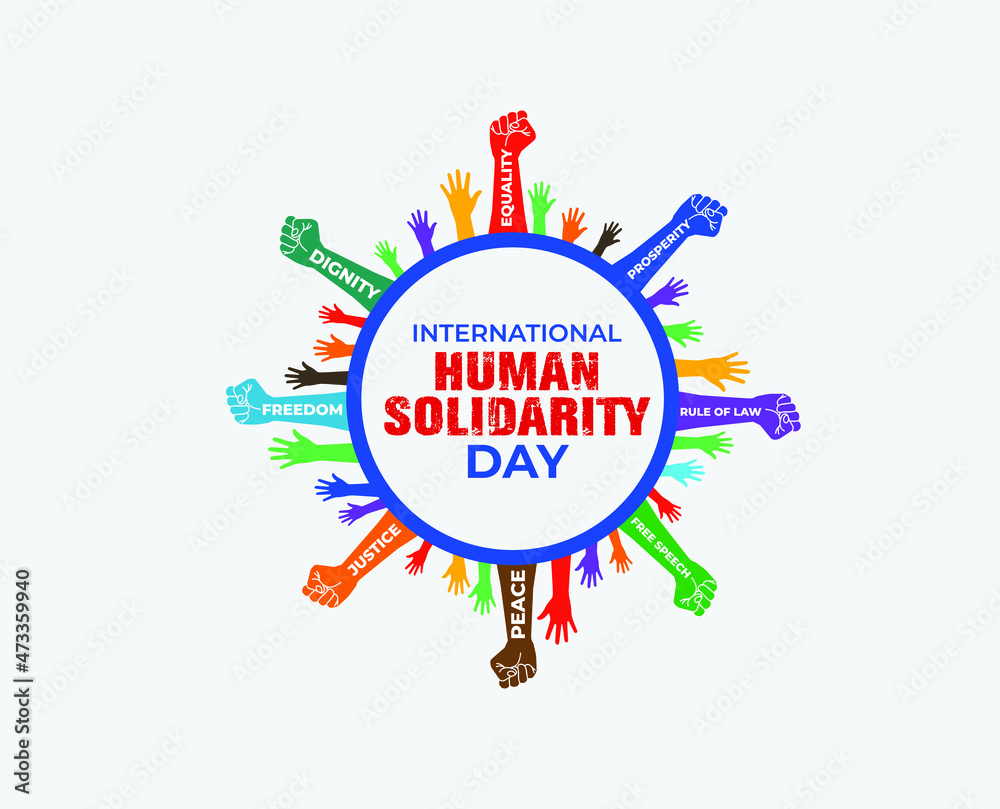 International Human Solidarity Day. People help person silhouette World ...