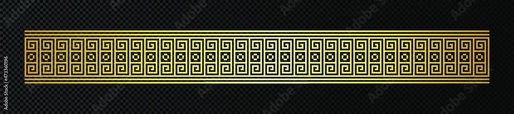 Gold frame with Greek Key pattern. Realistic meander border. Greece ...
