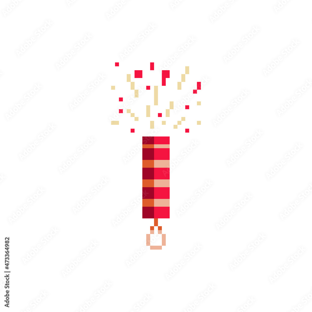Bengal fire and fireworks icon. Pixel art. 8-bit sprite. Sticker design ...