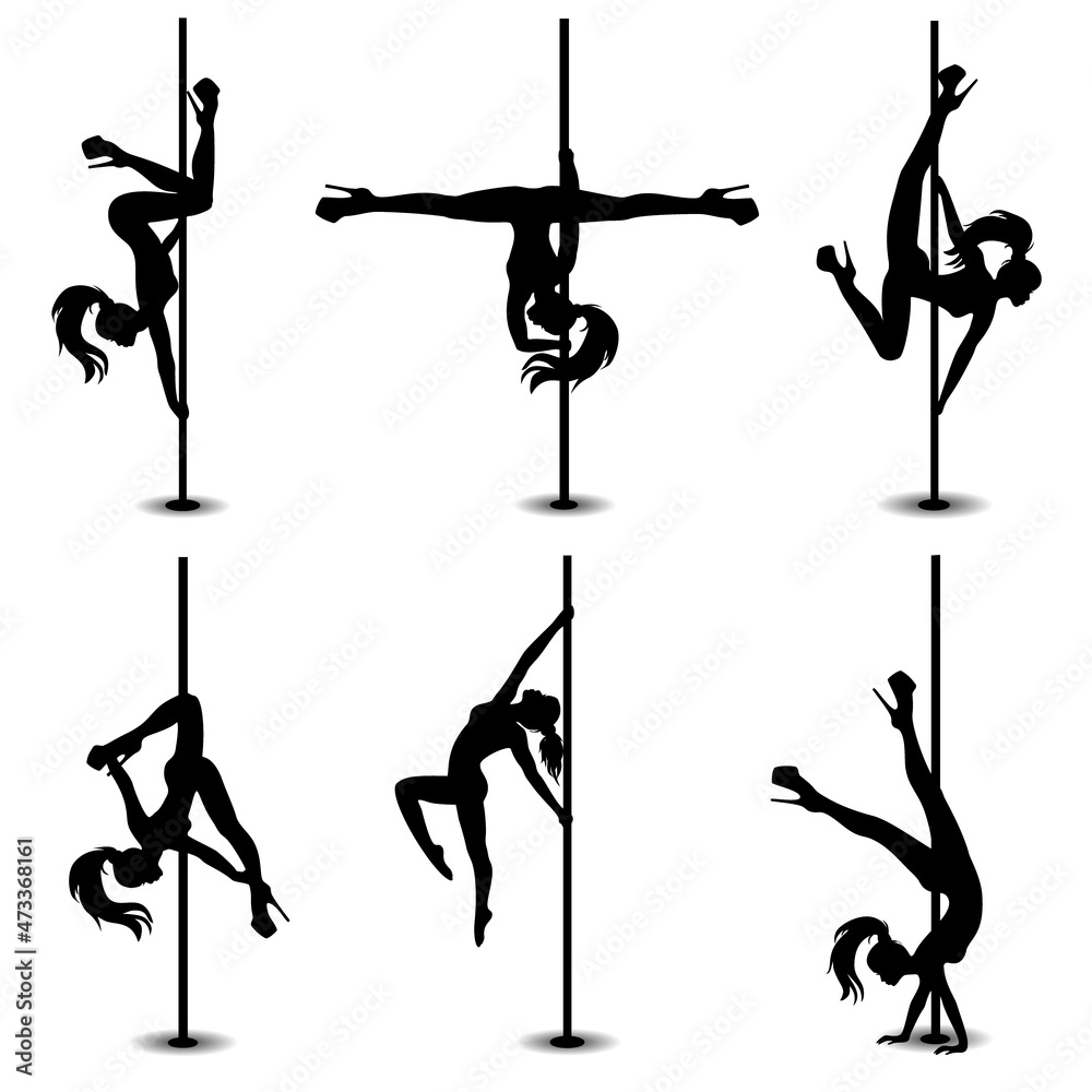 Vector illustration of pole dancers, pole exotic, pole sport, dancer ...
