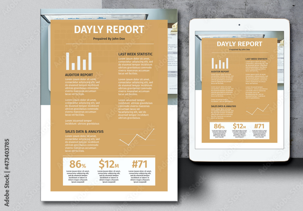 Daily Work Report Stock Template | Adobe Stock