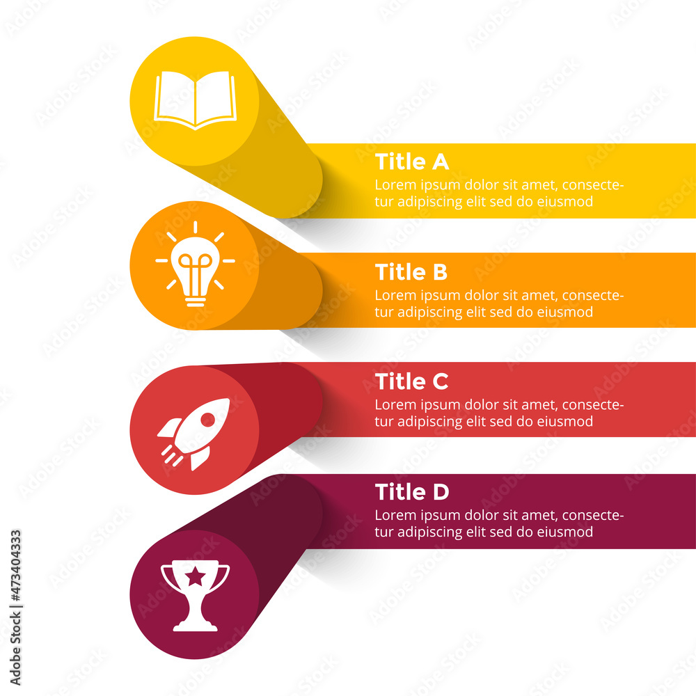 3D Vector Perspective Infographic. Presentation template. 4 step ...