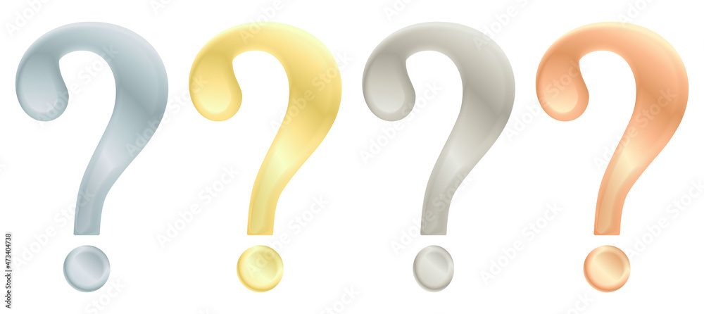 Set question marks from gold, silver and platinum vector illustration ...