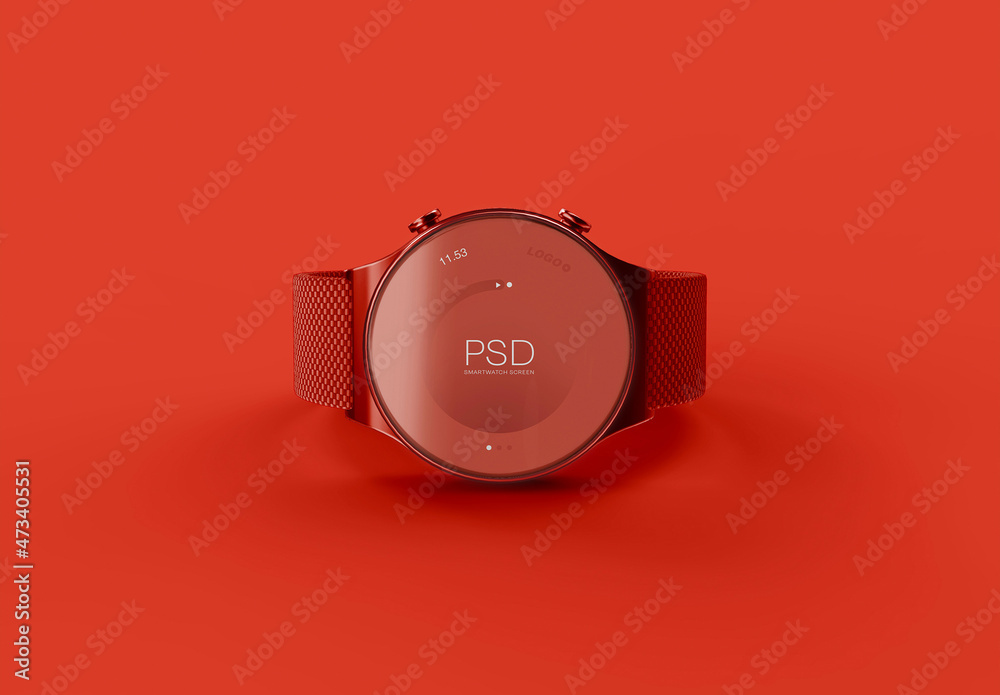 3D Front View of Smartwatch Mockup Stock Template | Adobe Stock