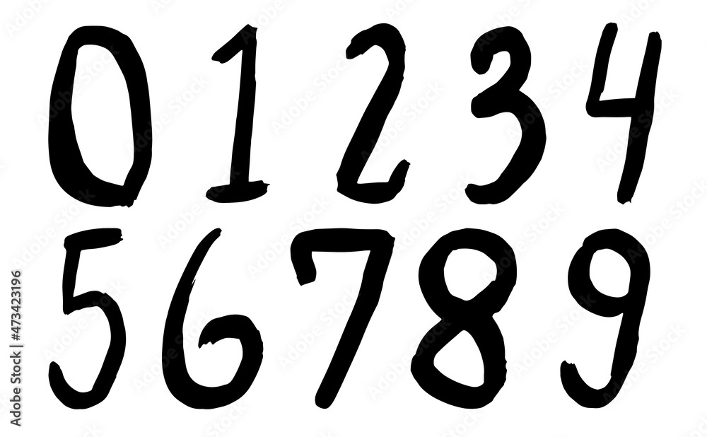 Calligraphic numbers. Vector set. Stock Vector | Adobe Stock