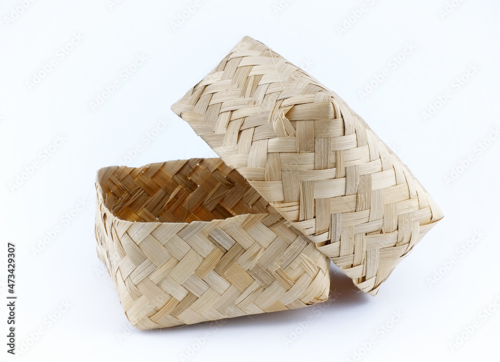 Indonesian traditional container called besek on white isolated ...