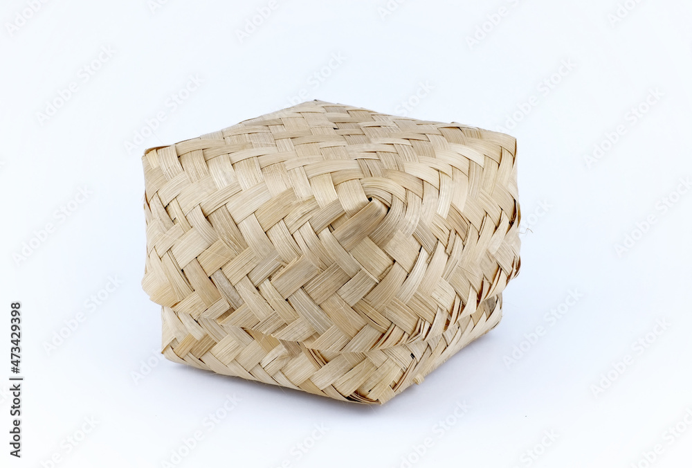 Indonesian traditional container called besek on white isolated ...