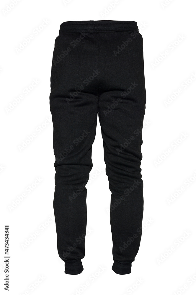 Blank training jogger pants color black on invisible mannequin template ...
