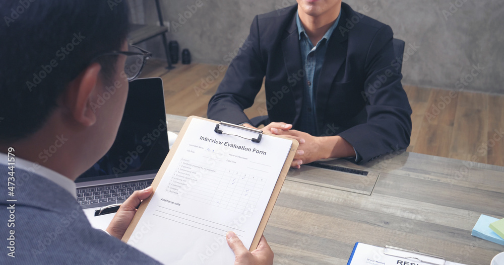 Businessman job interview by human resource HR officer interviwing ...