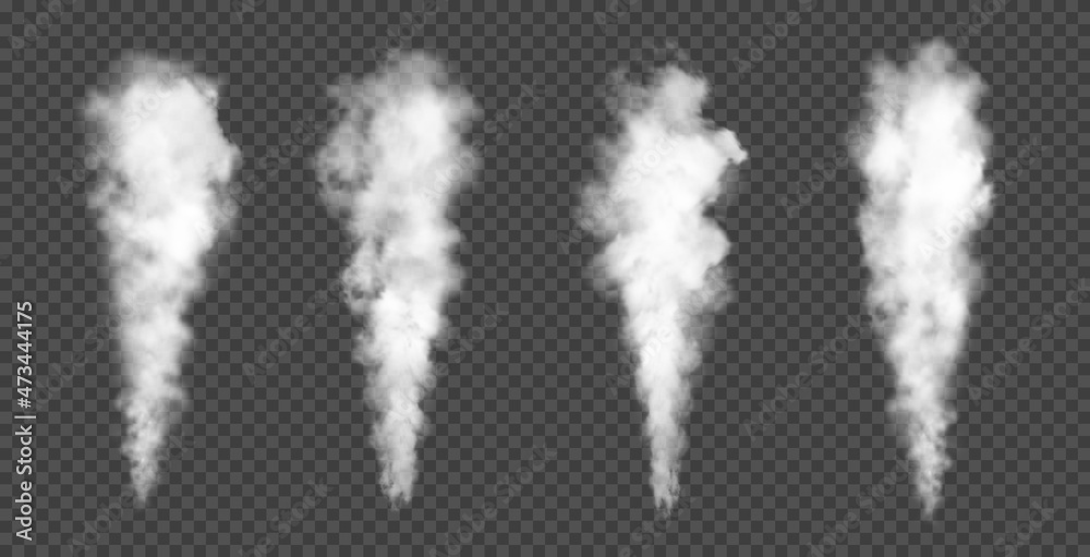 White smoke from fire, mist and steam, fog or smog clouds realistic ...
