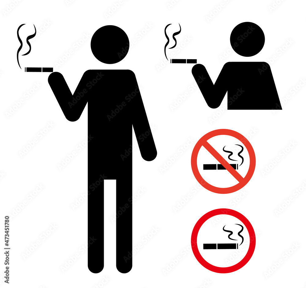 smoking signs and stickmen vector pictograms Stock ベクター | Adobe Stock