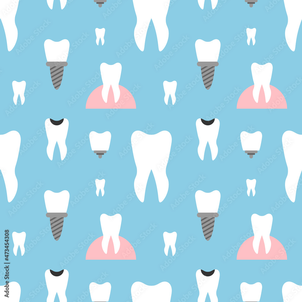 Vector seamless pattern background for dental service design with teeth ...